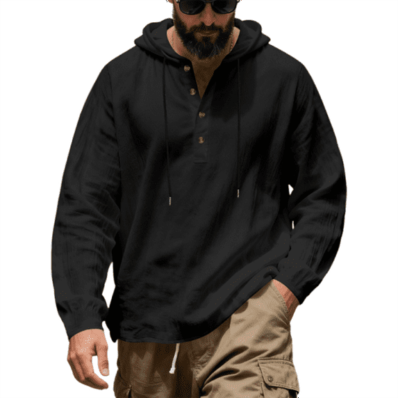 Dresfit Mens Henley Shirts Button Down Linen Shirts Summer Spring ...