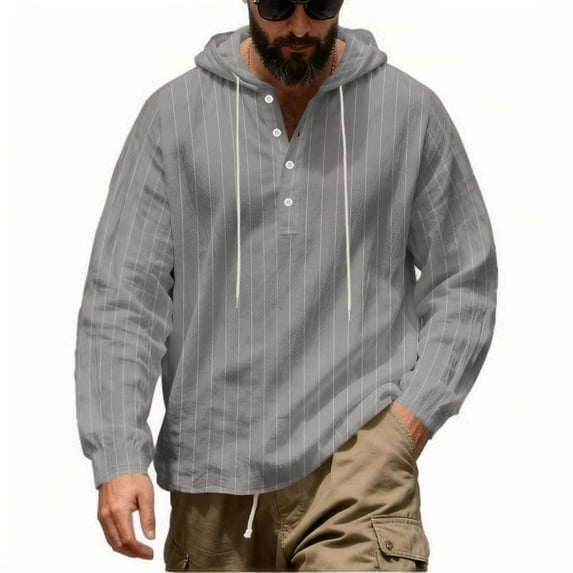 Dresfit Mens Henley Shirts Long Sleeve Linen Shirts Summer Spring ...