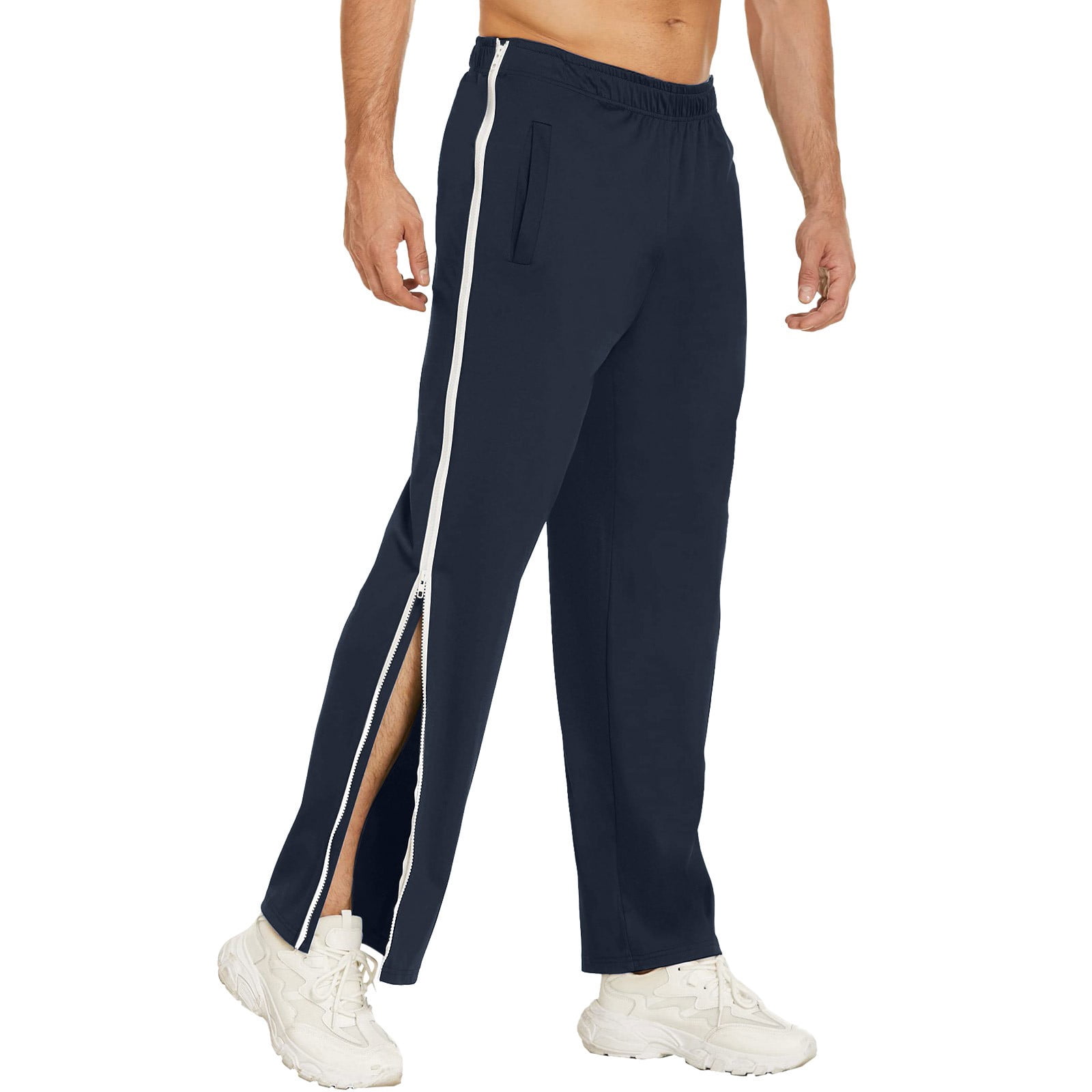 Dresfit Mens Lightweight Sweatpants Baggy Joggers 2 Sides Zippers ...