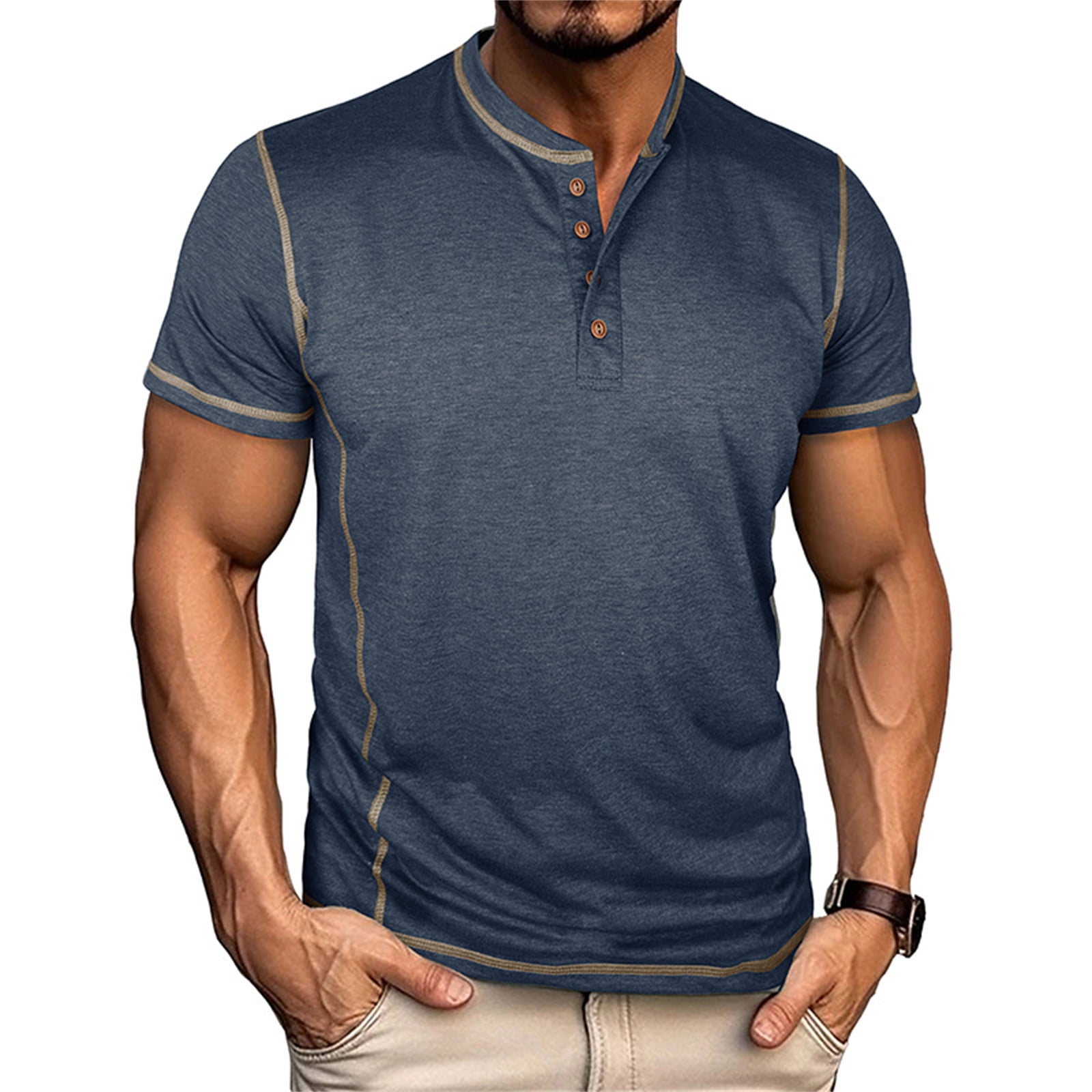 Dresfit Mens Polo Shirts Button Down Henley Shirt 2026 Summer Short ...