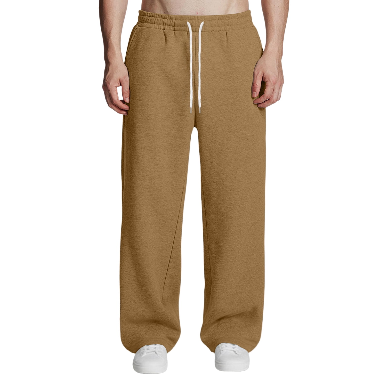 Dresfit Mens Uncuffed Sweatpants Big and Tall Baggy Pants Cotton ...