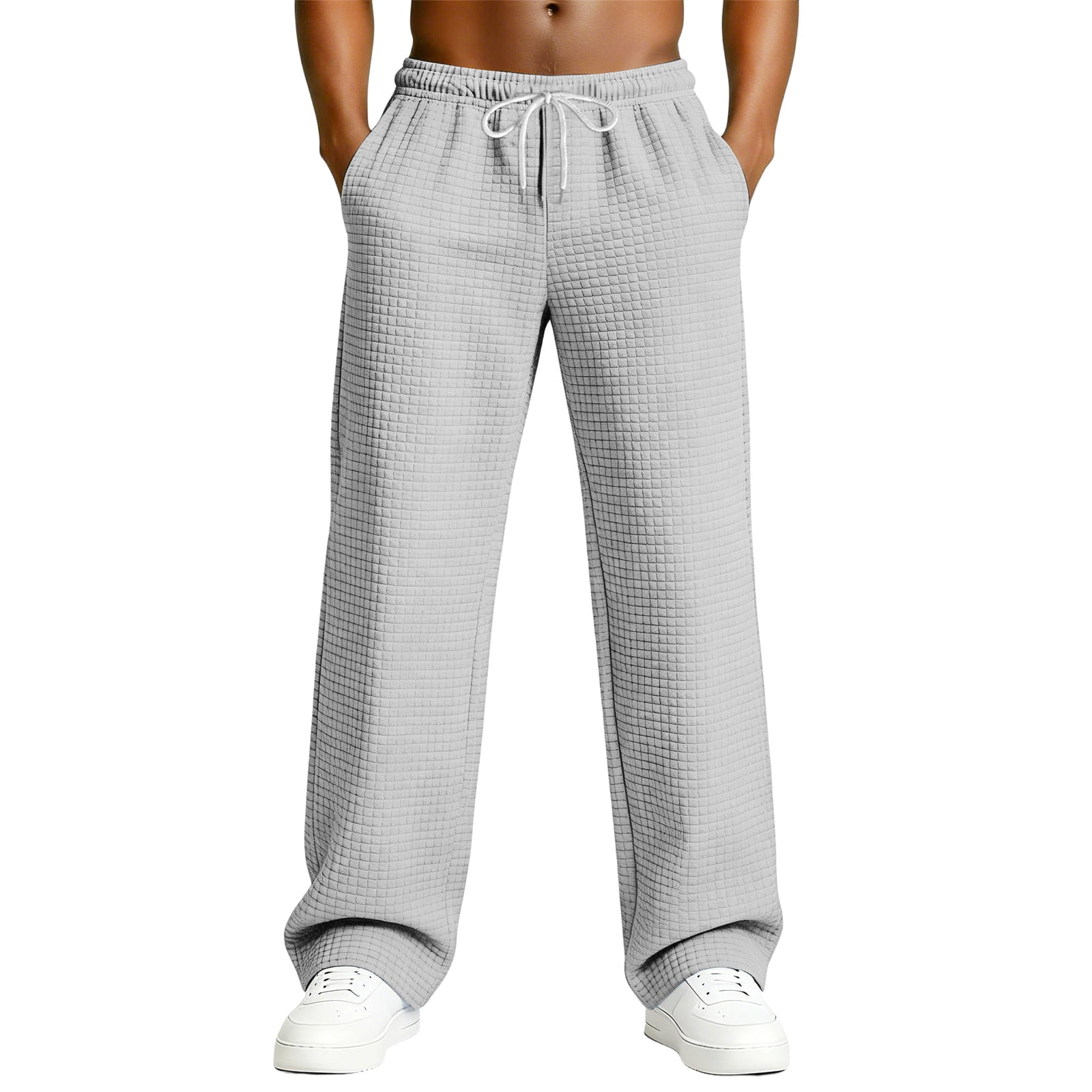 Dresfit Mens Wide Leg Sweatpants Baggy Lounge Pants 2026 Waffle Knit ...