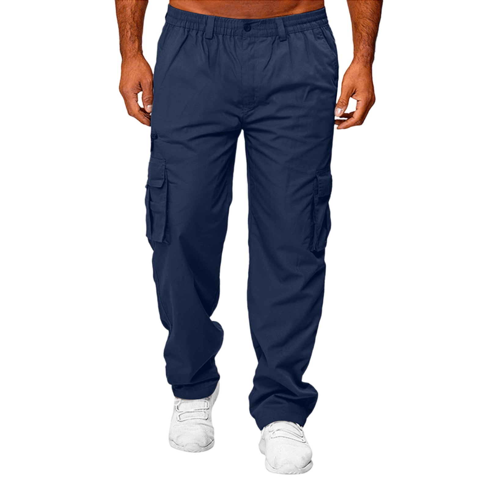 Dresfit Mens Work Pants Summer Solid Color Cargo Sweatpants Loose Fit ...