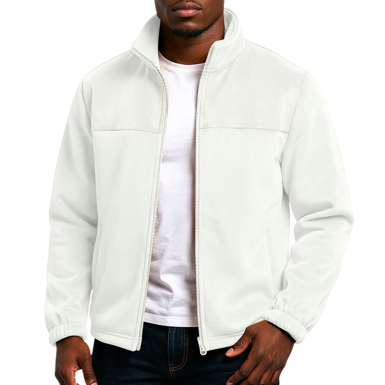 Dresfit Patchwork Jacket Mens Full Zip Fleece Jackets Fall Winter ...