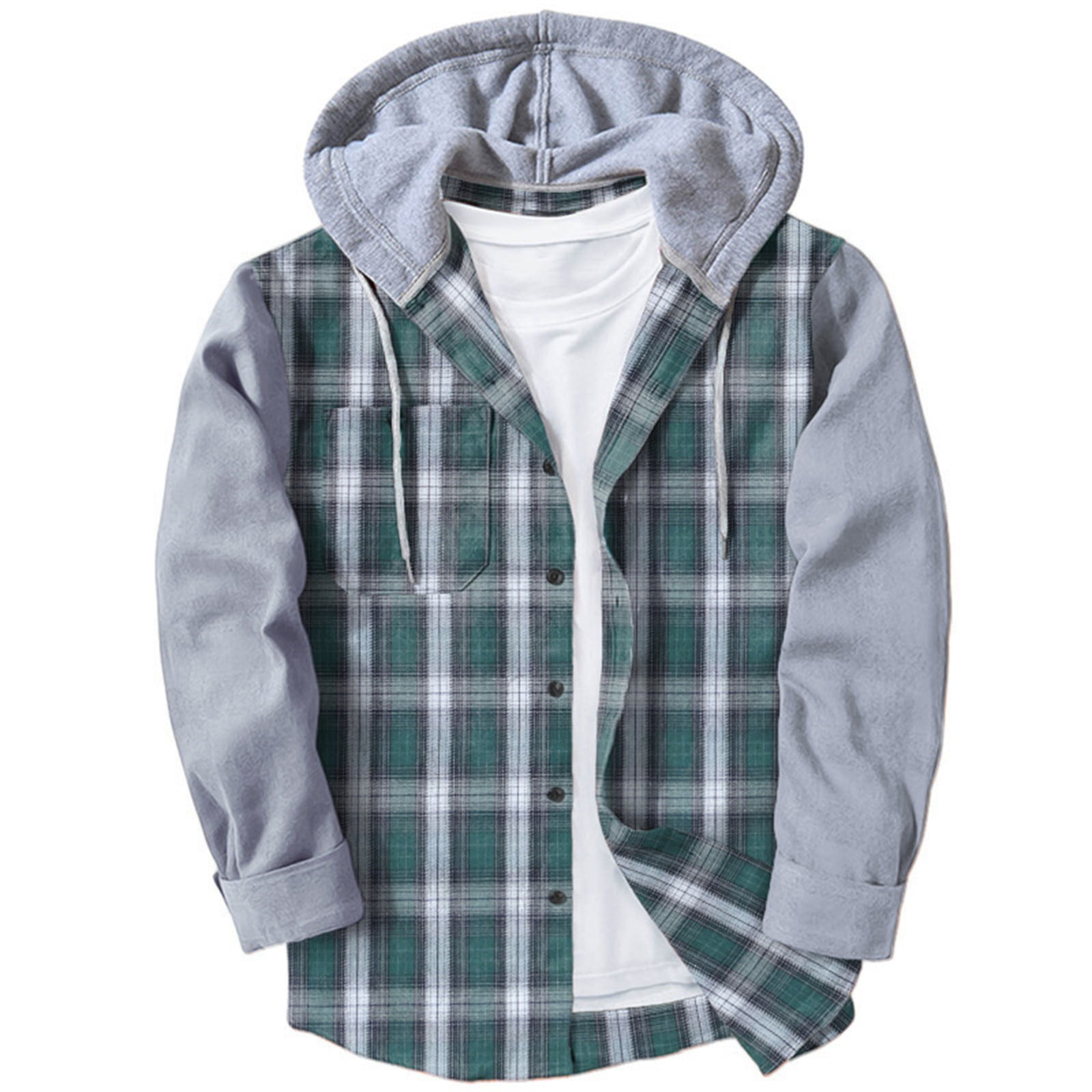 Dresfit Plaid Pullover Mens Quilted Flannel Patchwork Hoodies ...