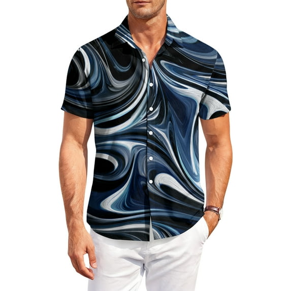 Dresfit Polo Shirt Men Button Down Graphic Hawaiian Shirts 2026 Summer ...