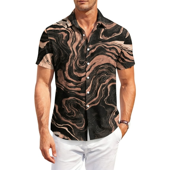 Dresfit Polo Shirt for Men Button Down Short Sleeve Hawaiian Shirts ...