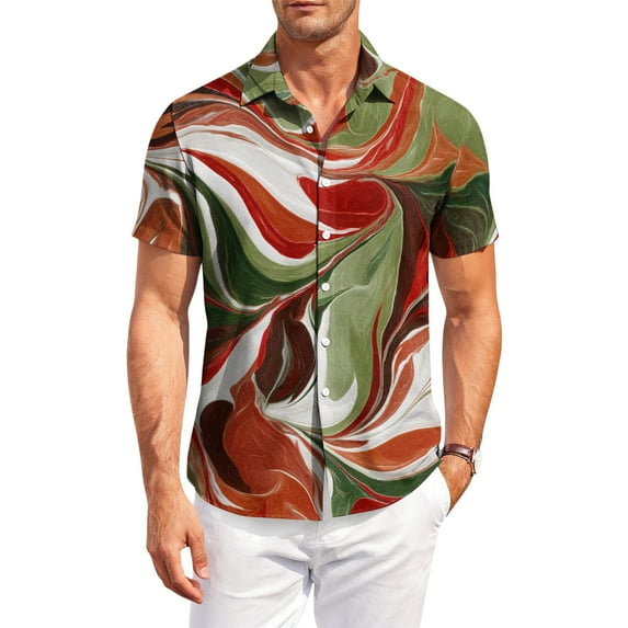 Dresfit Polo Shirts Men Graphic Short Sleeve Hawaiian Shirt Summer ...