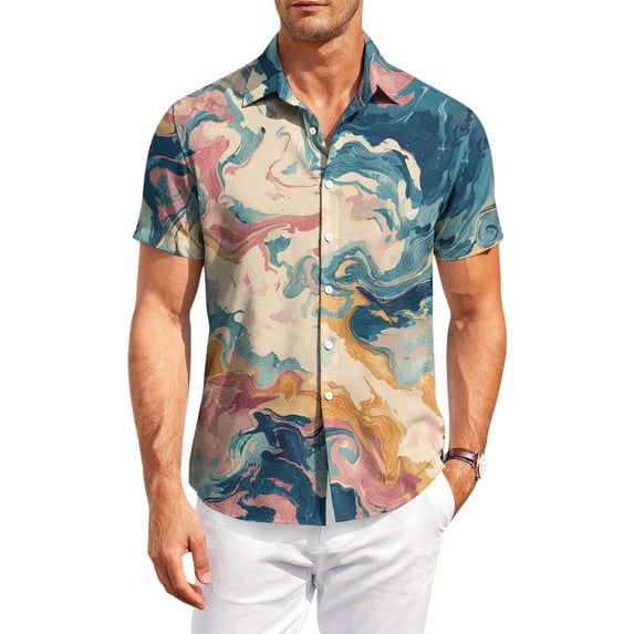 Dresfit Polo Shirts for Men Short Sleeve Button Down Hawaiian Shirt ...
