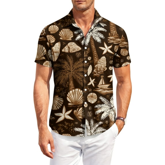 Dresfit Polo Shirts Mens Graphic Short Sleeve Hawaiian Shirt Spring ...