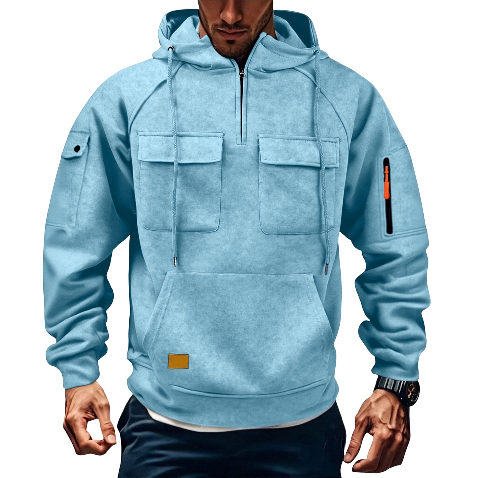 Dresfit Quarter Zip Hoodies Men Long Sleeve Big and Tall Pullover ...