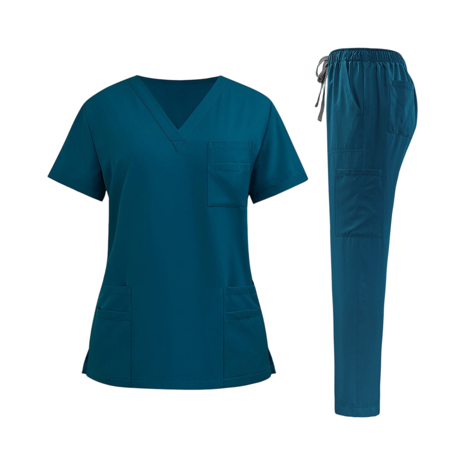 Dresfit Scrub Sets for Women V Neck Short Sleeve Scrub Tops Matching ...