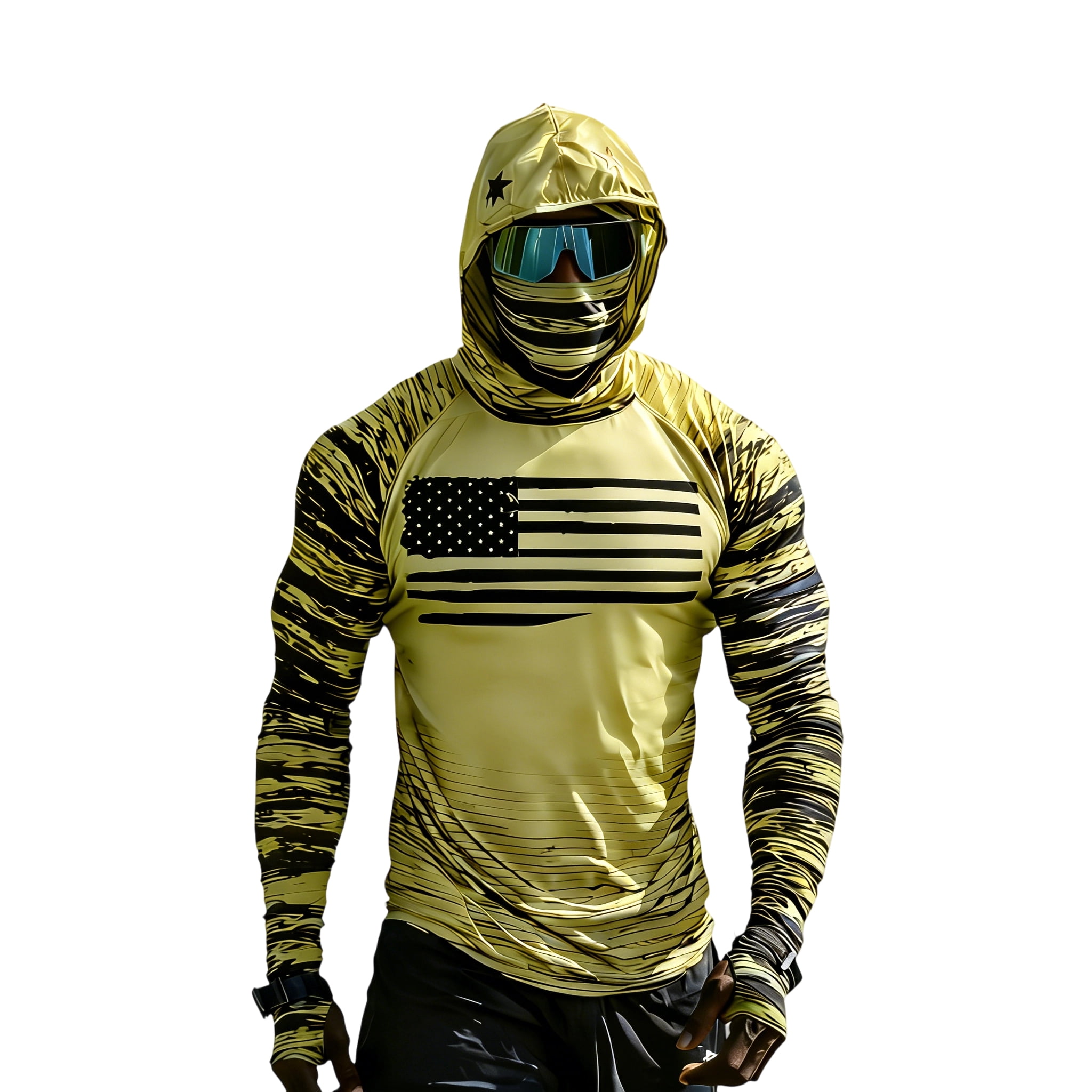 Dresfit Shirts Men with Face Cover Long Sleeve Hooded Hiking Hoodies ...