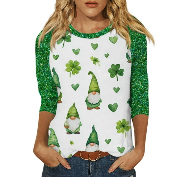 Dresfit St Patricks Day Tops for Woman Summer Spring Crew Neck 3/4 ...