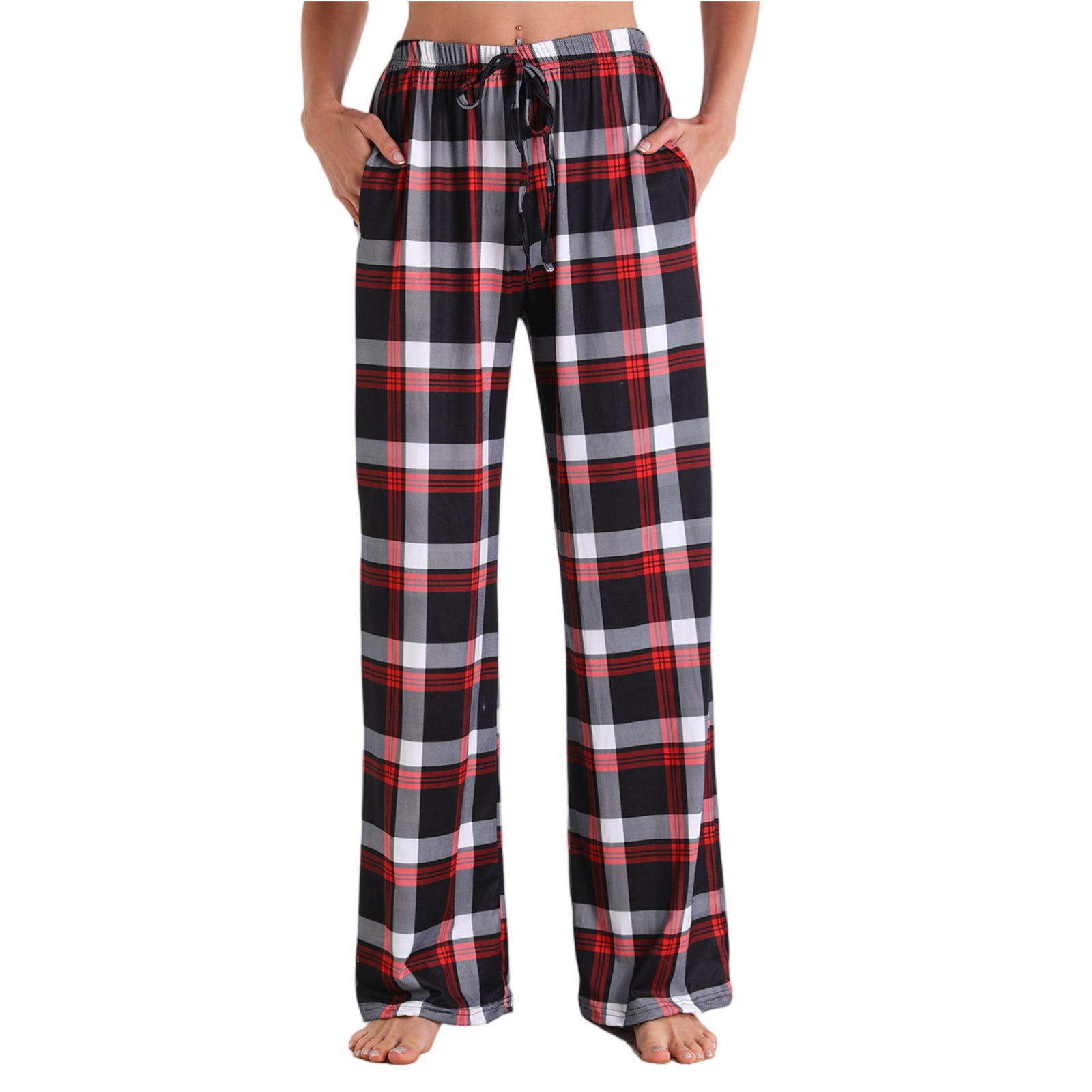 Dresfit Striped Pants Women Drawstring Tie Dye Camo Plaid Pajama Pants ...