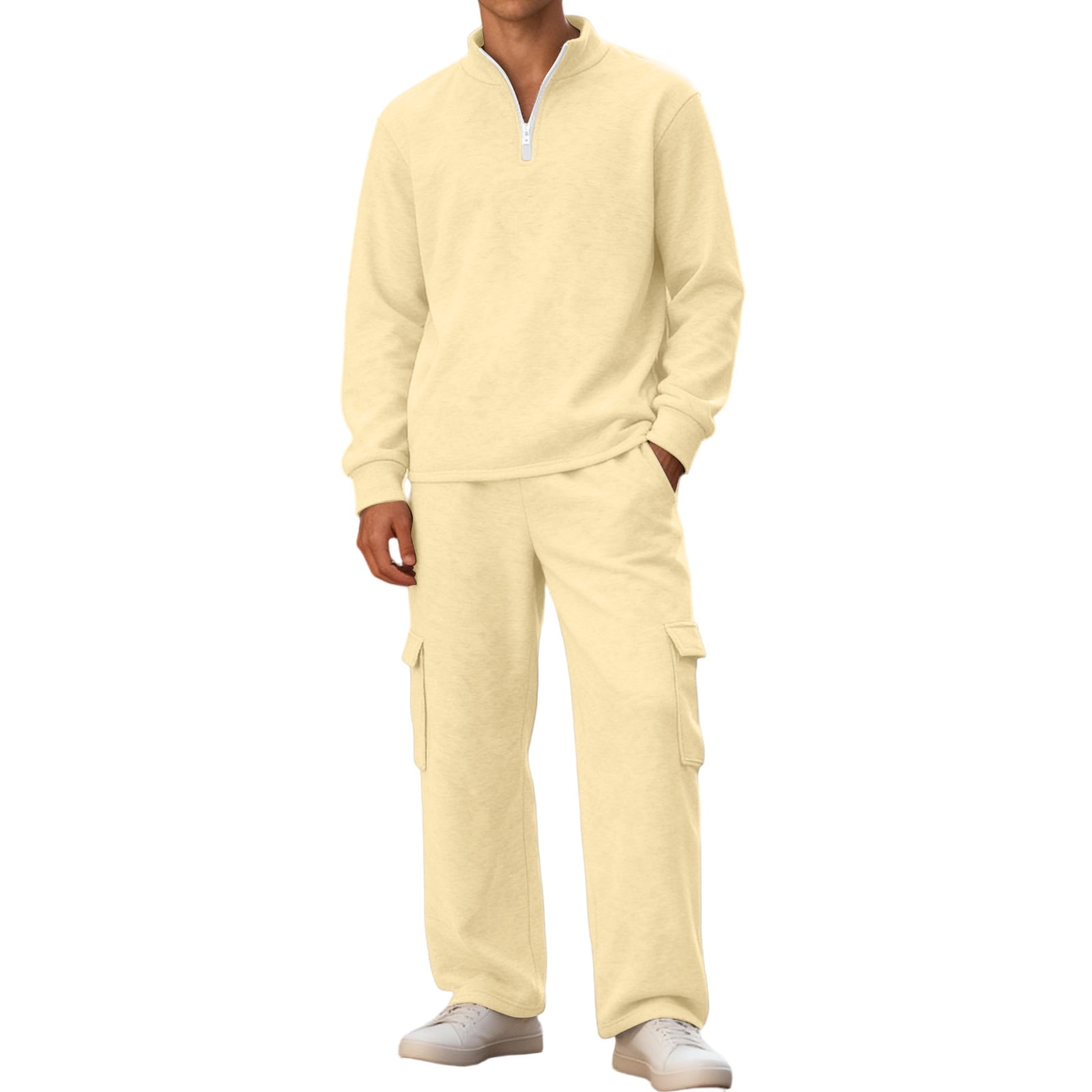 Dresfit Sweatsuits Men Winter Warm Sweat Suits Polo Sweatshirts & Cargo ...