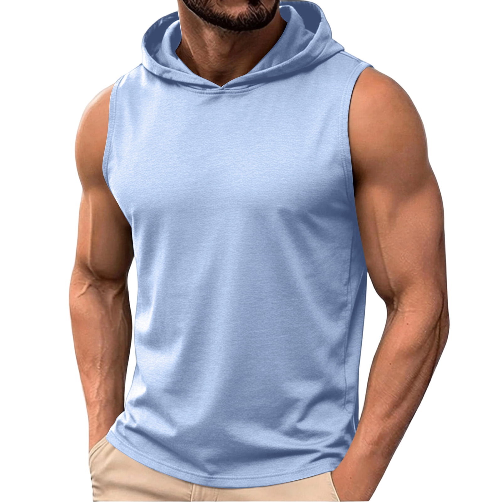Dresfit Tank Tops for Men Solid Color Cut Off Sleeveless Hoodie Summer ...