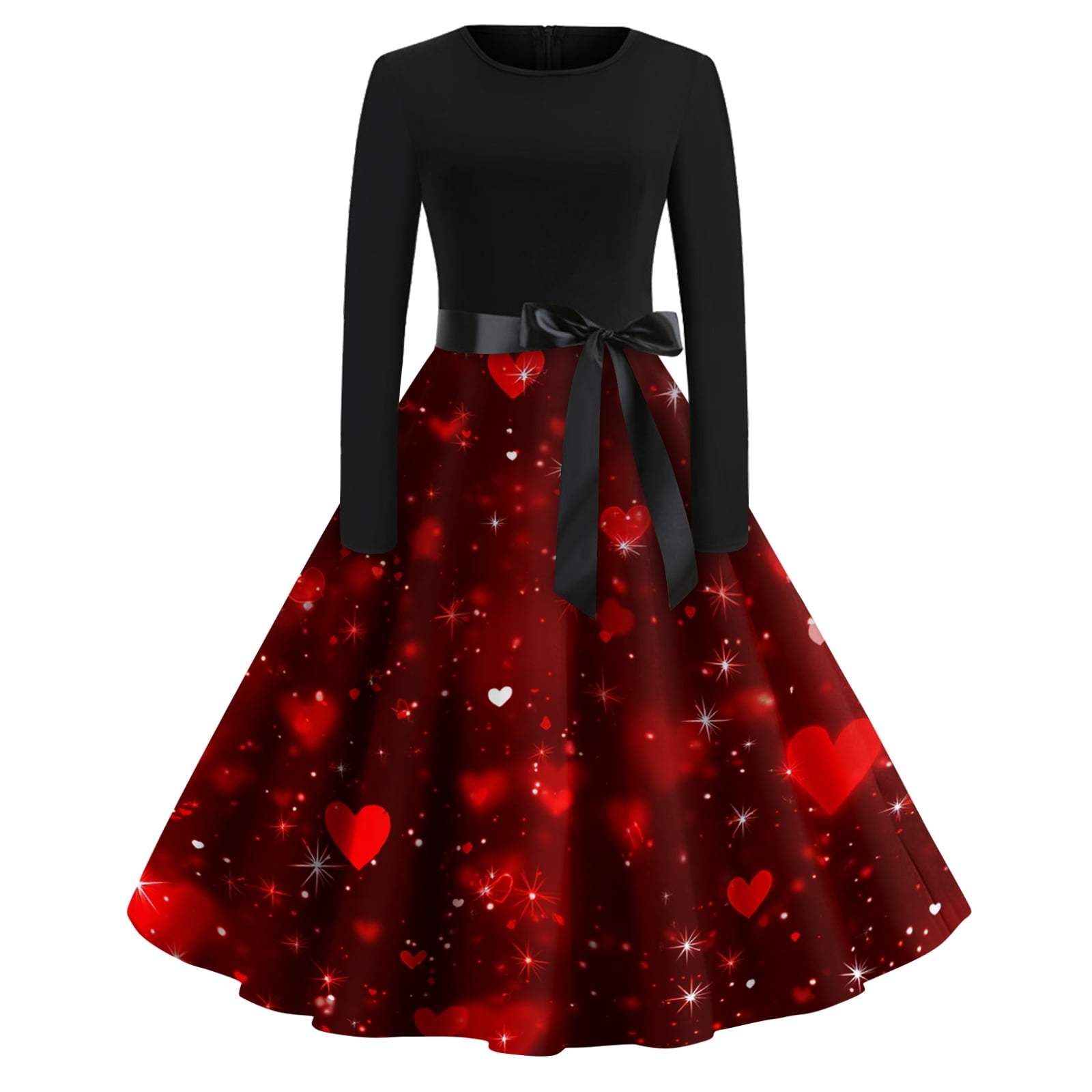 Dresfit Valentines Dress for Woman Long Sleeves Waist Tie Dresses 2026 ...