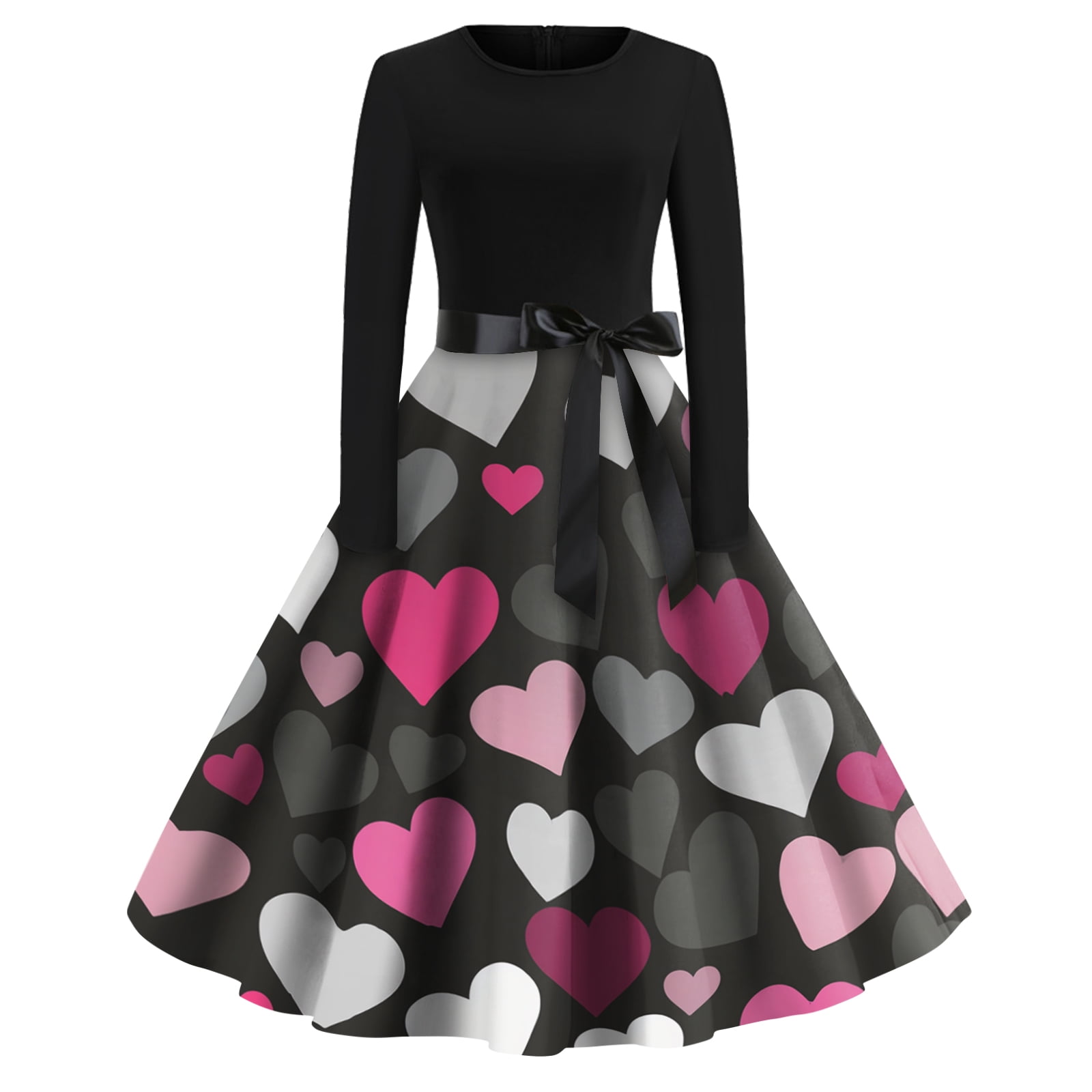 Dresfit Valentines Dress for Woman Patch Work Waist Tie Dresses 2026 ...