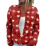 Dresfit Valentines Jacket Womens Knitted Heart Print Cardigan 2026 ...