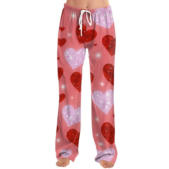 Dresfit Valentines Pajamas for Women Love Heart Print Drawstring ...