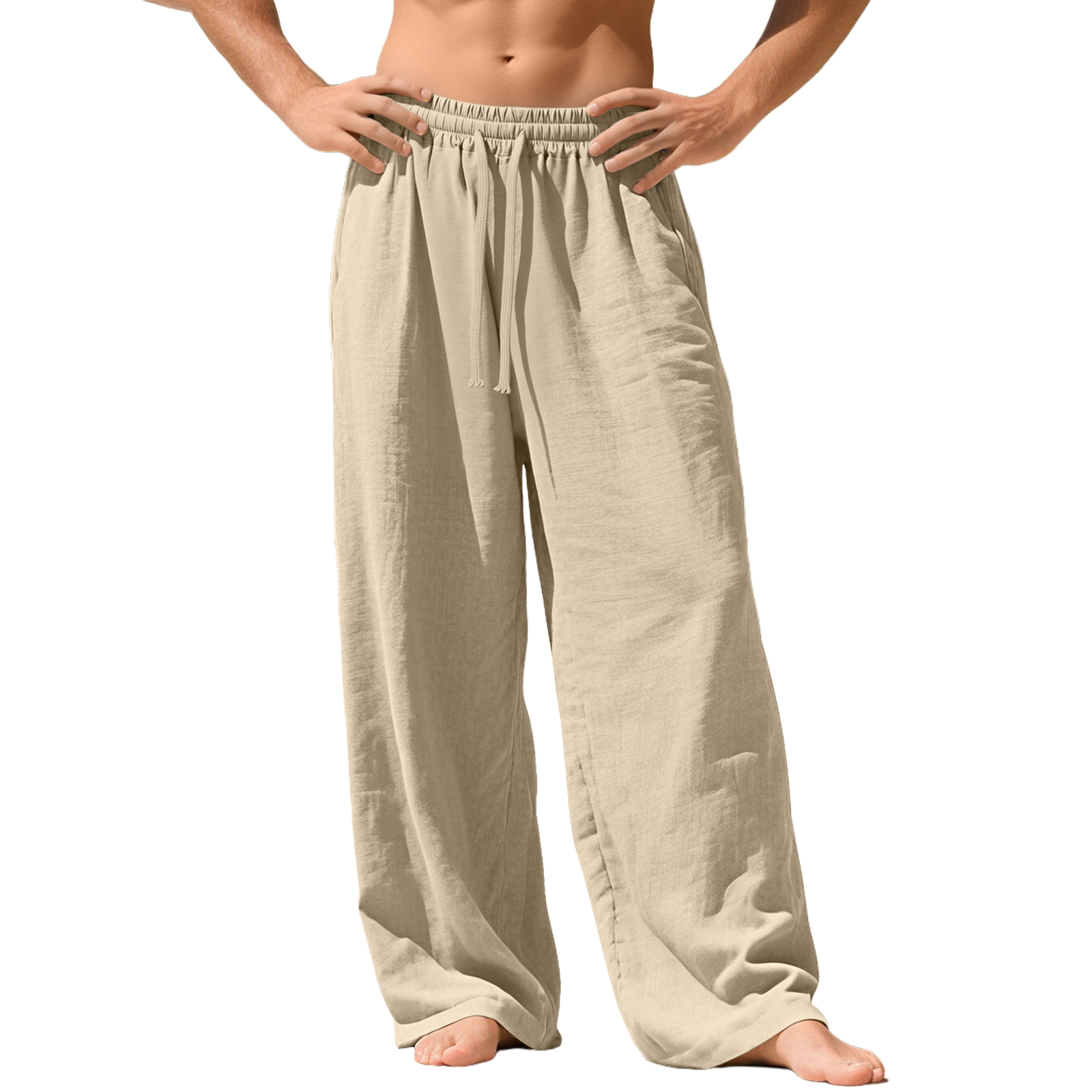 Dresfit Wide Leg Pants for Men Lounge Linen Pants Spring 2026 Straight ...