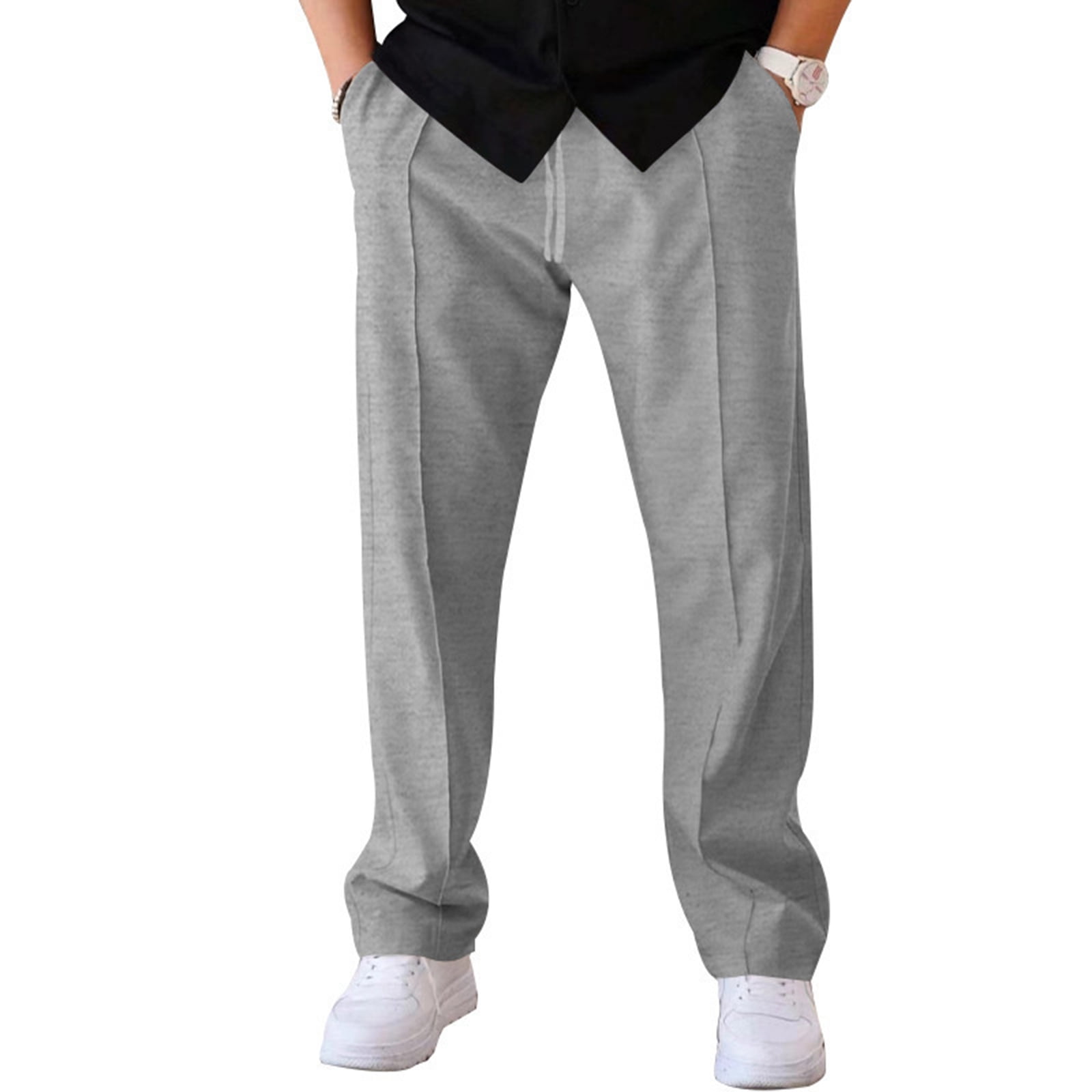Dresfit Wide Leg Pants Mens Baggy Sweatpants Drawstring Solid Office ...
