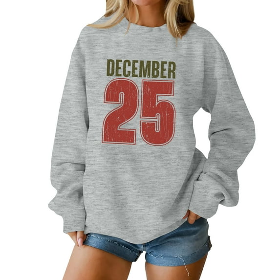 Dresfit Women's December 25 Sweatshirts Christmas Funny Retro Christmas ...