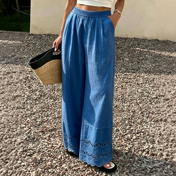 Dresfit Women's Palazzo Pants Drawstring Wide Leg Pants 2026 Summer ...