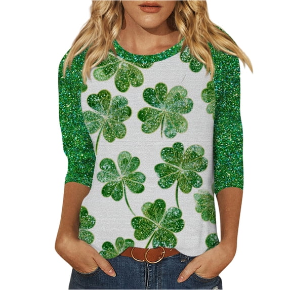 Dresfit Women's St Patricks Day Tops Spring 2026 3/4 Sleeve Crew Neck ...