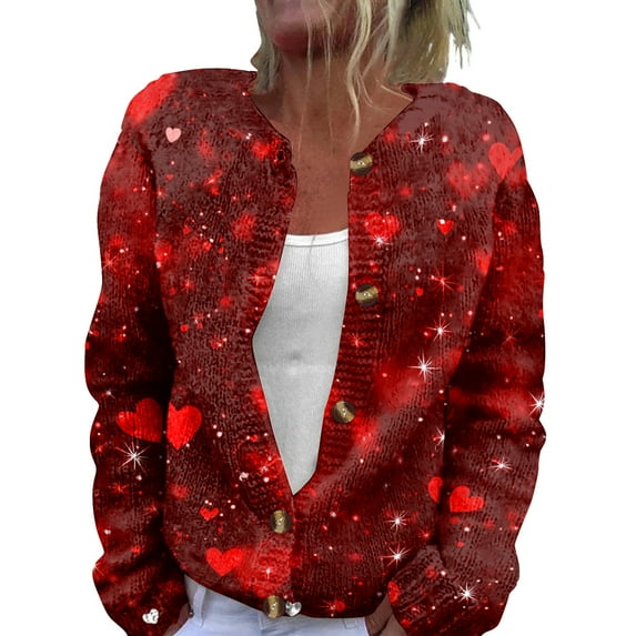 Dresfit Women's Valentines Cardigan Open Front Button Down Sweater 2026 ...