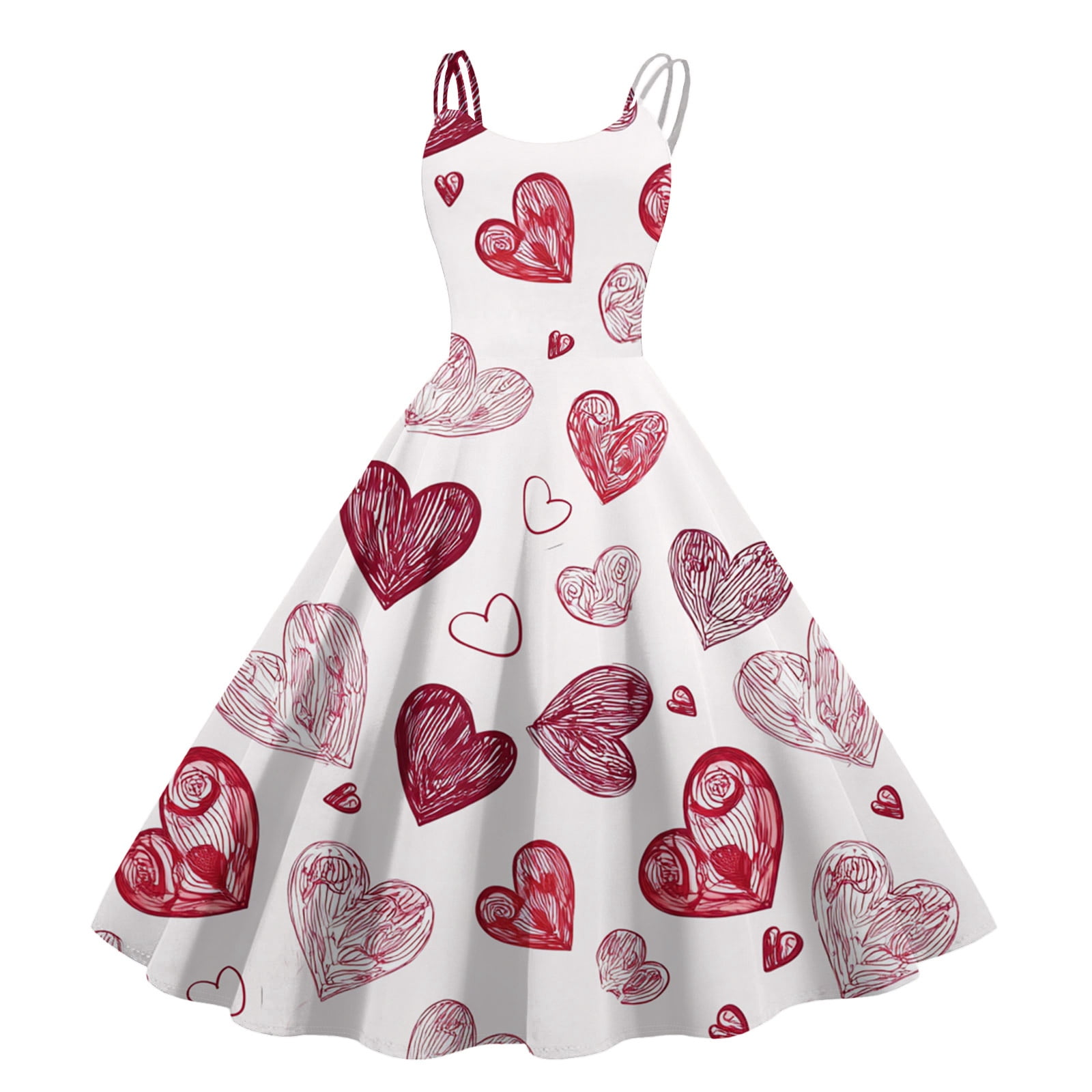 Dresfit Women's Valentines Dresses Midi Dress 2026 Heart Print ...