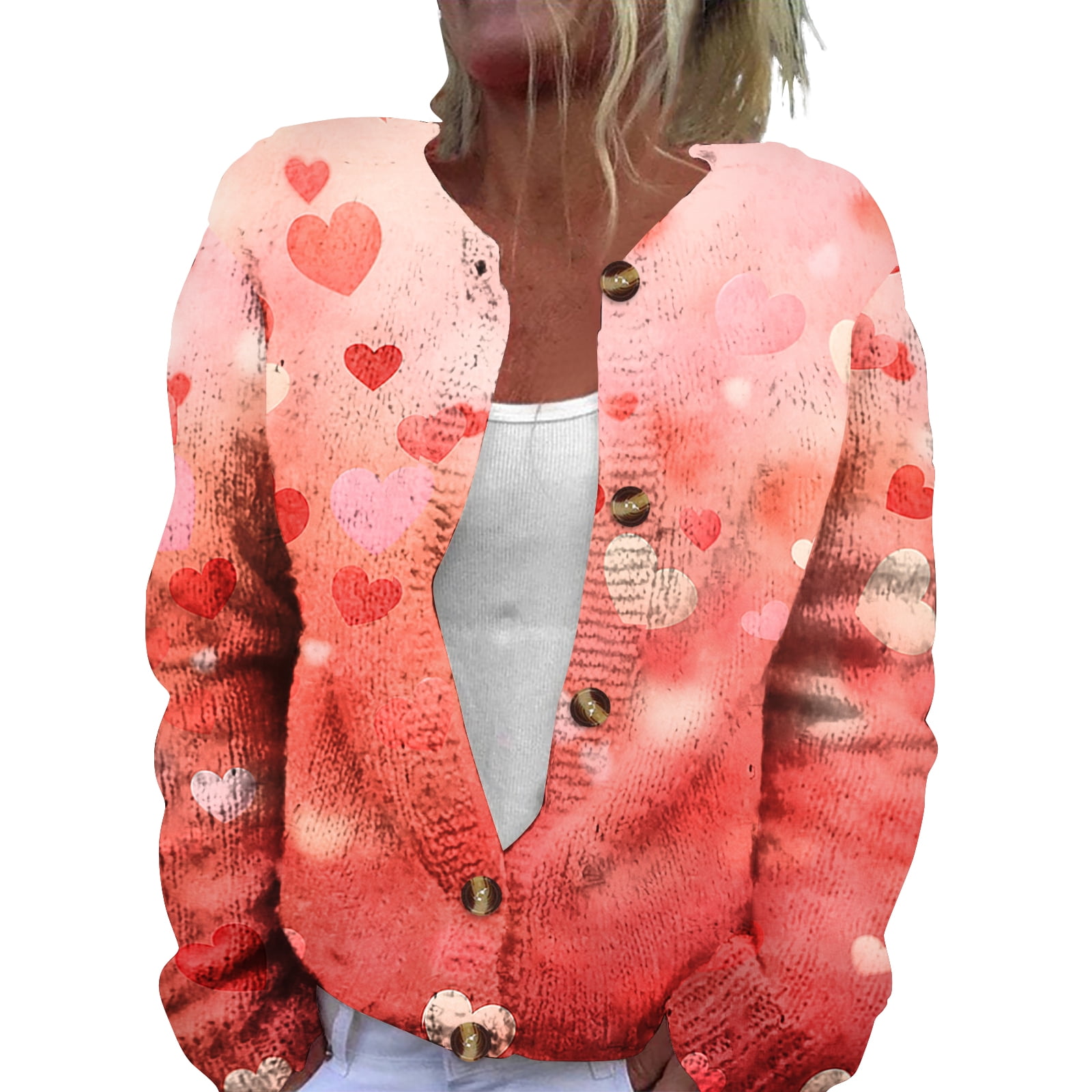 Dresfit Women's Valentines Sweater Button Down Open Front Jacket 2026 ...