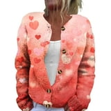 Dresfit Women's Valentines Sweater Button Down Open Front Jacket 2026 ...