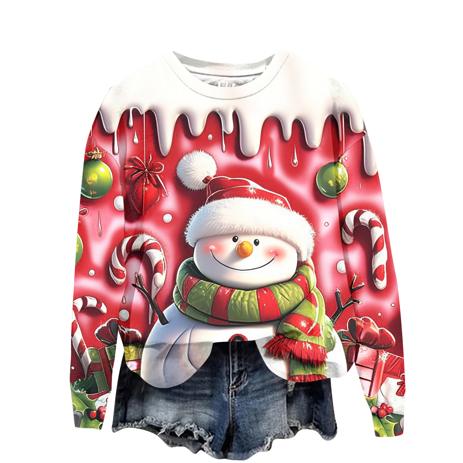 Dresfit Womens Christmas Sweatshirts 3d Printed Long Sleeve Ice Cream ...