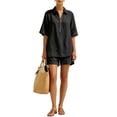 Dresfit Womens Linen Sets Quarter Zip Short Sleeve Polo Shirts & Shorts ...