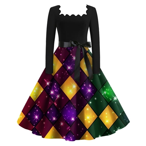 Dresfit Womens Mari Grass Dress Square Neck Patch Work Dresses 2026 ...