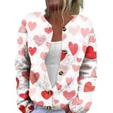 Dresfit Womens Valentines Sweater Open Front Heart Print Jacket 2026 ...