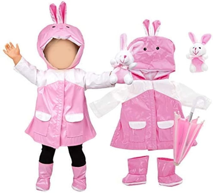 Dress Along Dolly Easter Bunny Rain Doll Outfit (4 pc Set) for 18 ...