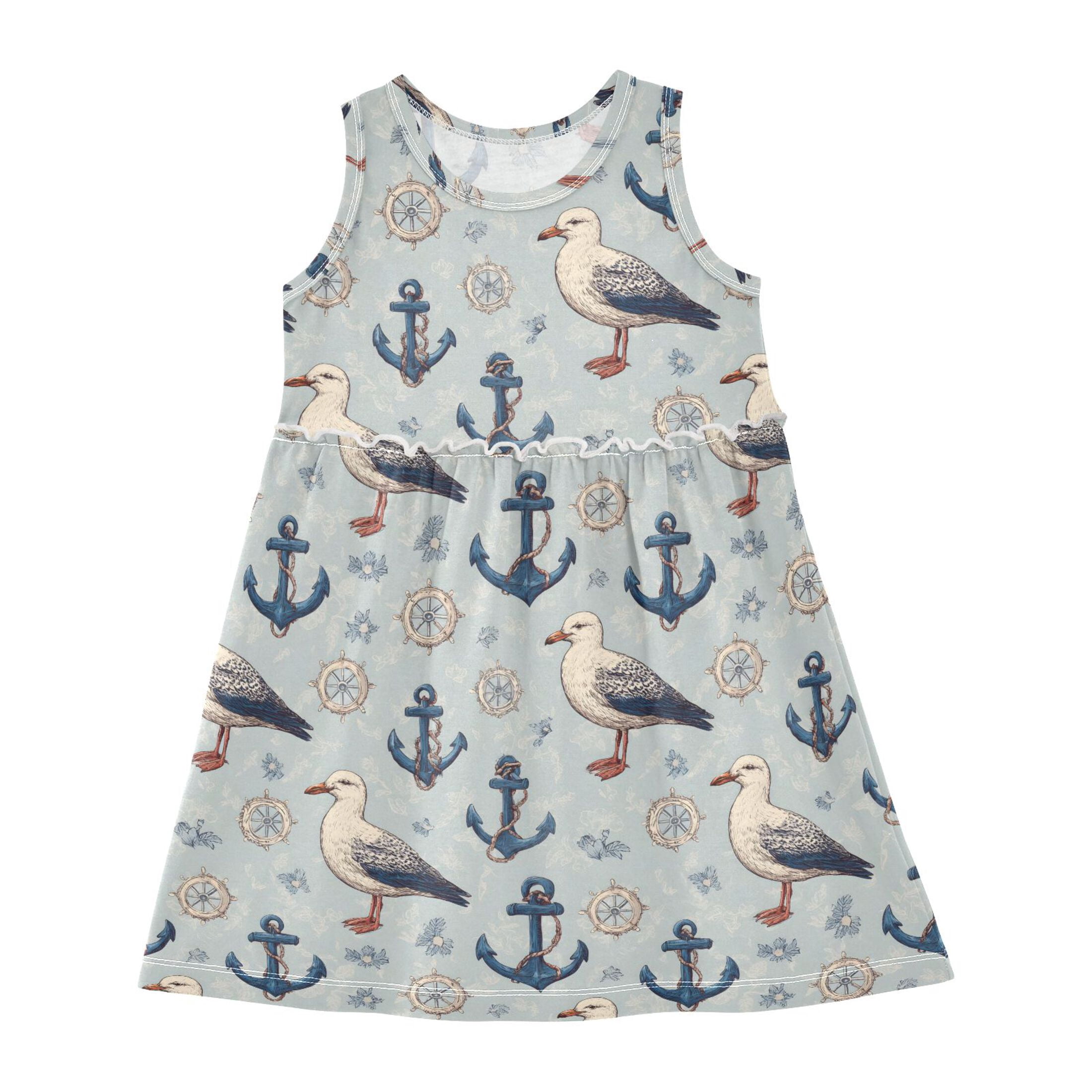 Dress Anchor Steering Wheel Seagull Sleeveless Dress for Hem A-Line ...