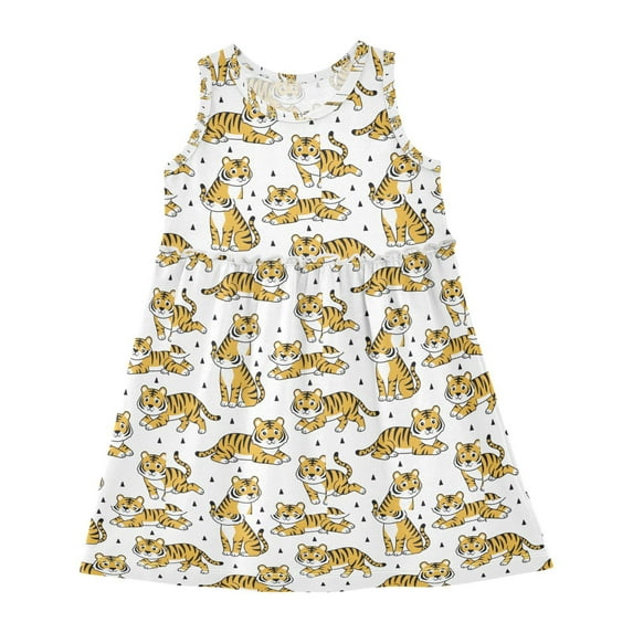 Dress Animal Tigers Triangles Sleeveless Dress for Hem A-Line Casual ...