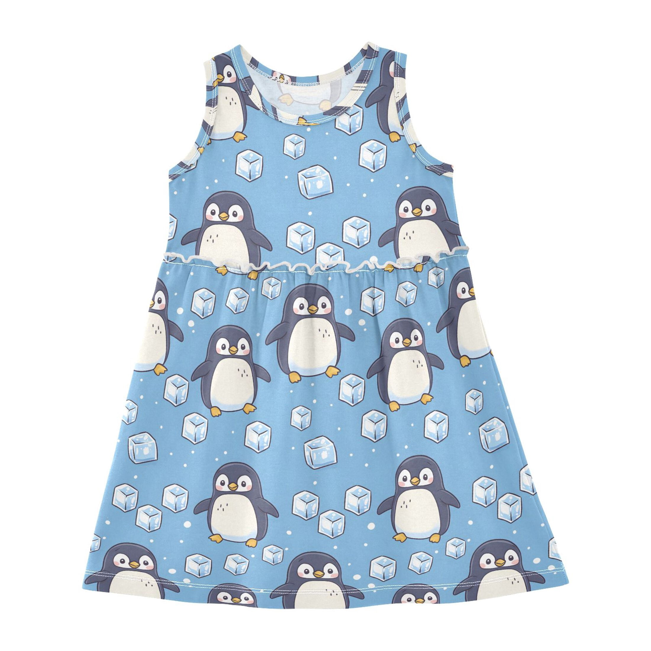 Dress Animal World Antarctic Penguin Sleeveless Dress for Hem A-Line ...