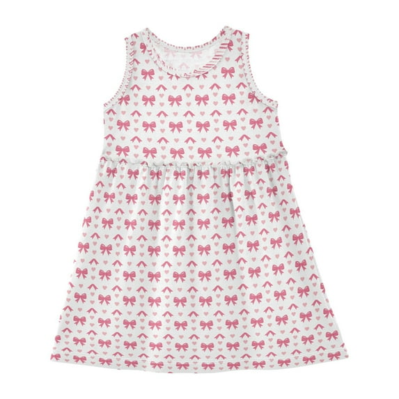 Dress Bow and Heart Sleeveless Dress for Hem A-Line Casual Sundress ...