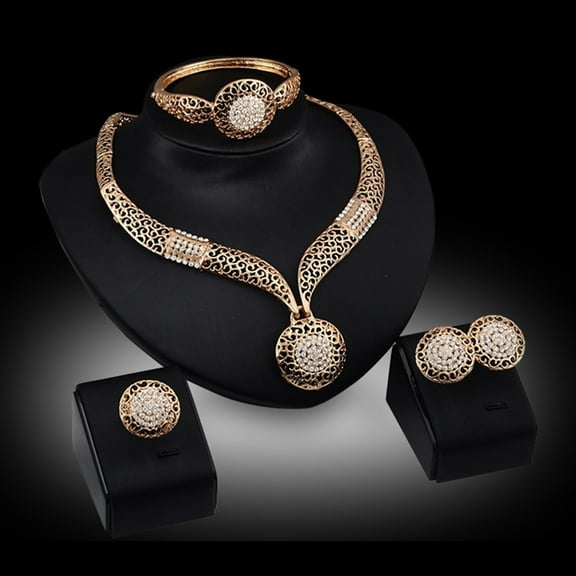 Dubai Bridal Jewelry Set for Women Alloy Necklace and Earrings with ...