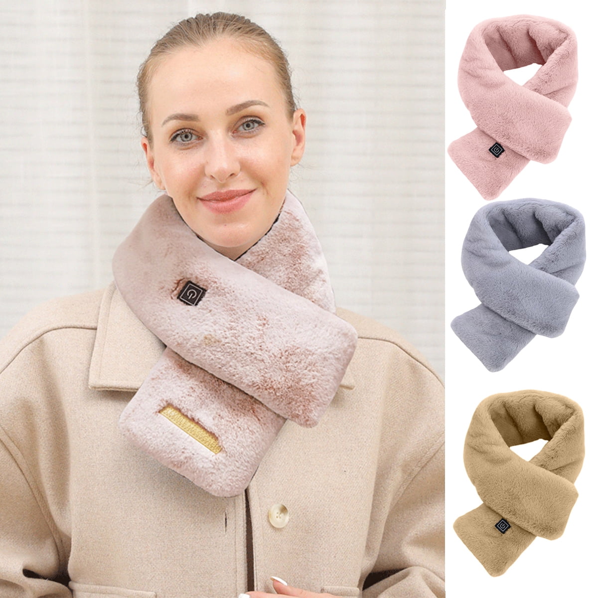 Dress Choice Heated Scarf Neck Heating Pad Plush Heated Neck Wrap with ...