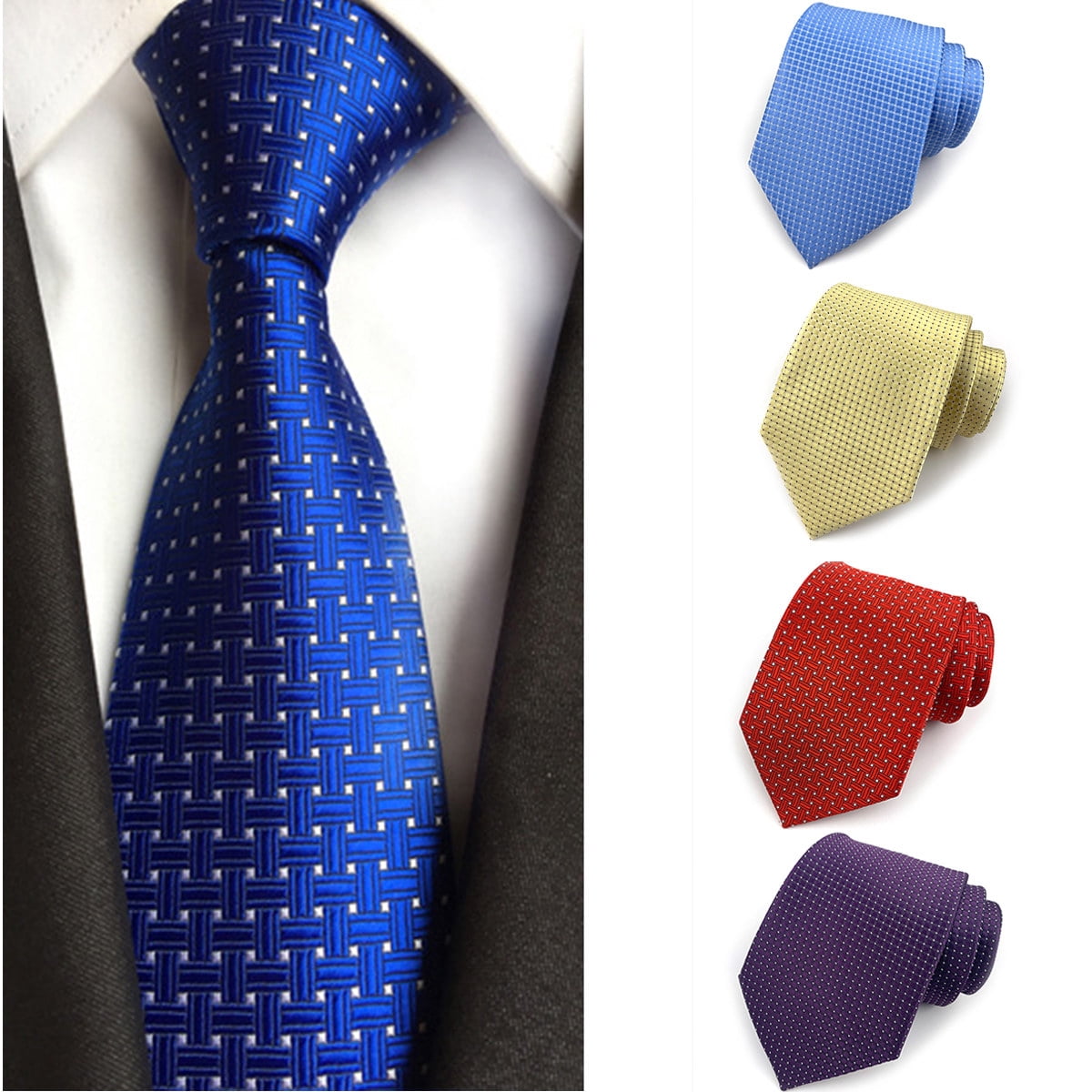Dress Choice Mens Classic Woven Jacquard Textile Neckties Pure Color ...
