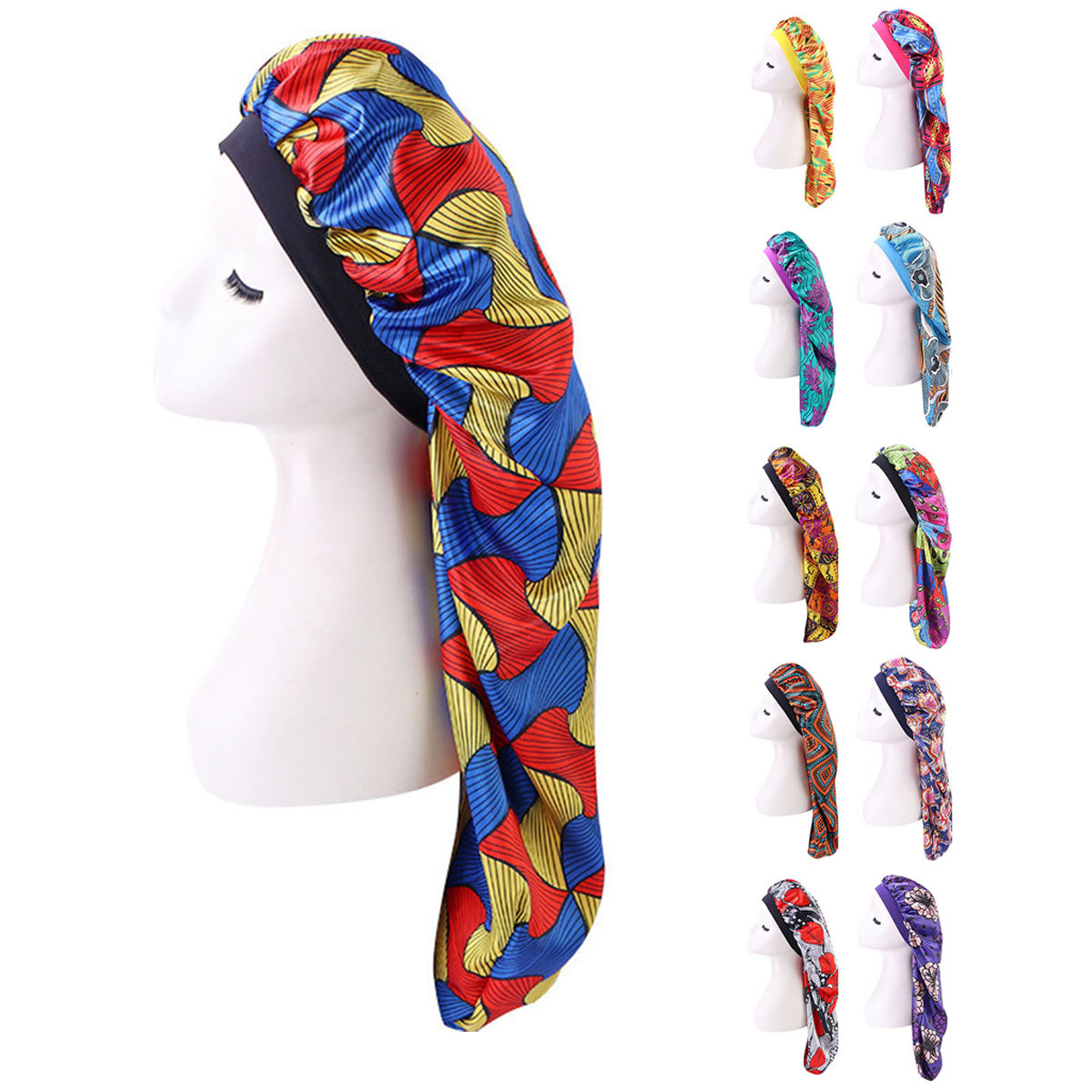 Dress Choice Women Long Braids Satin Bonnet,Soft Comfortable Elastic ...