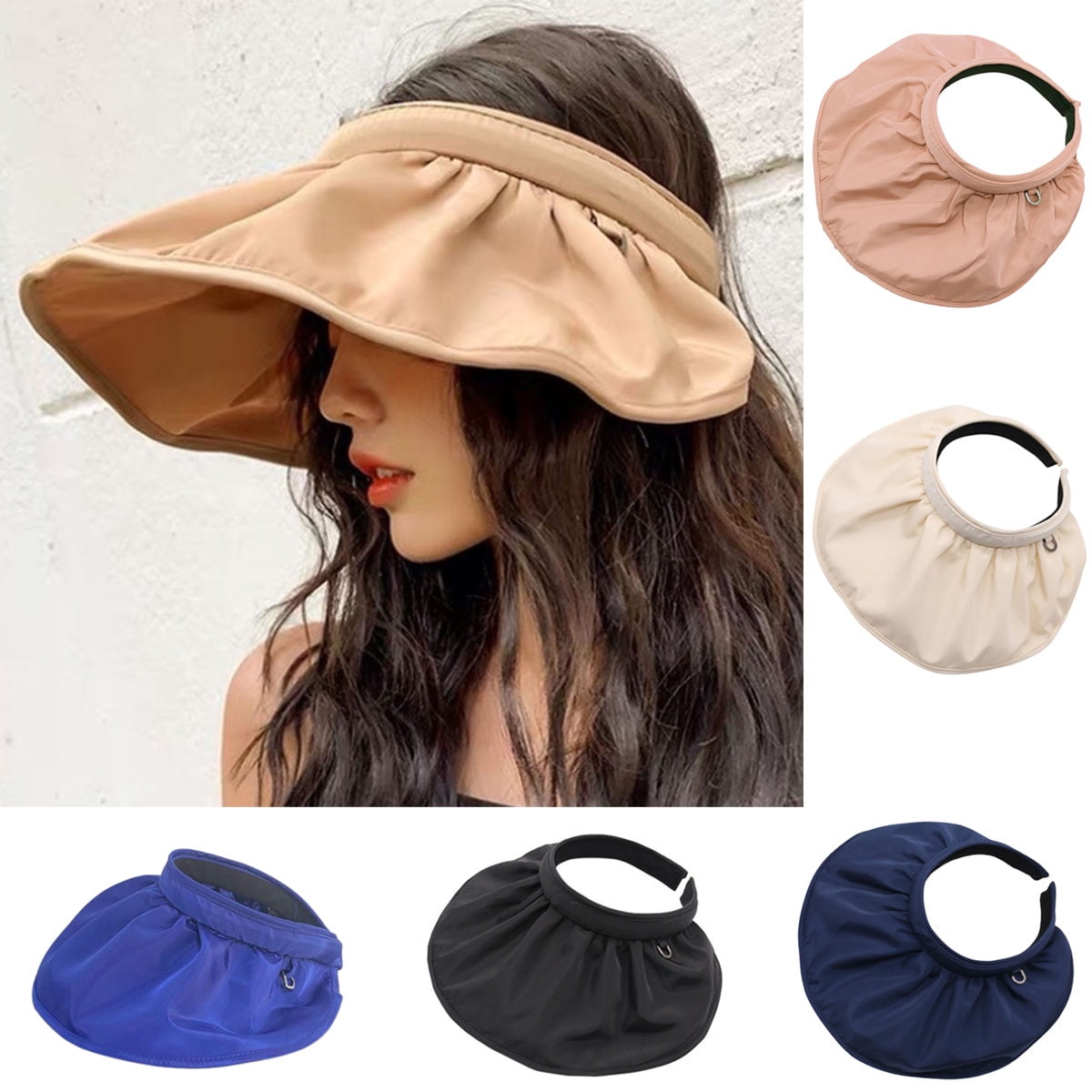 Dress Choice Women Roll Up Sun Visor Hats Wide Brim Foldable Summer ...