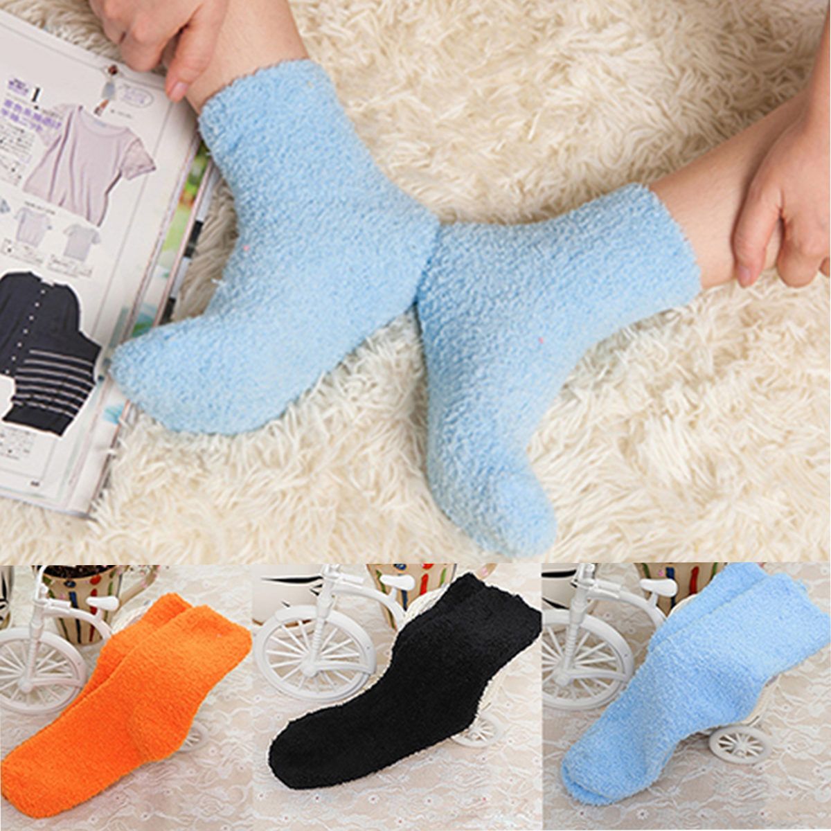 Dress Choice Women Warm Super Soft Plush Slipper Sock Winter Fluffy ...