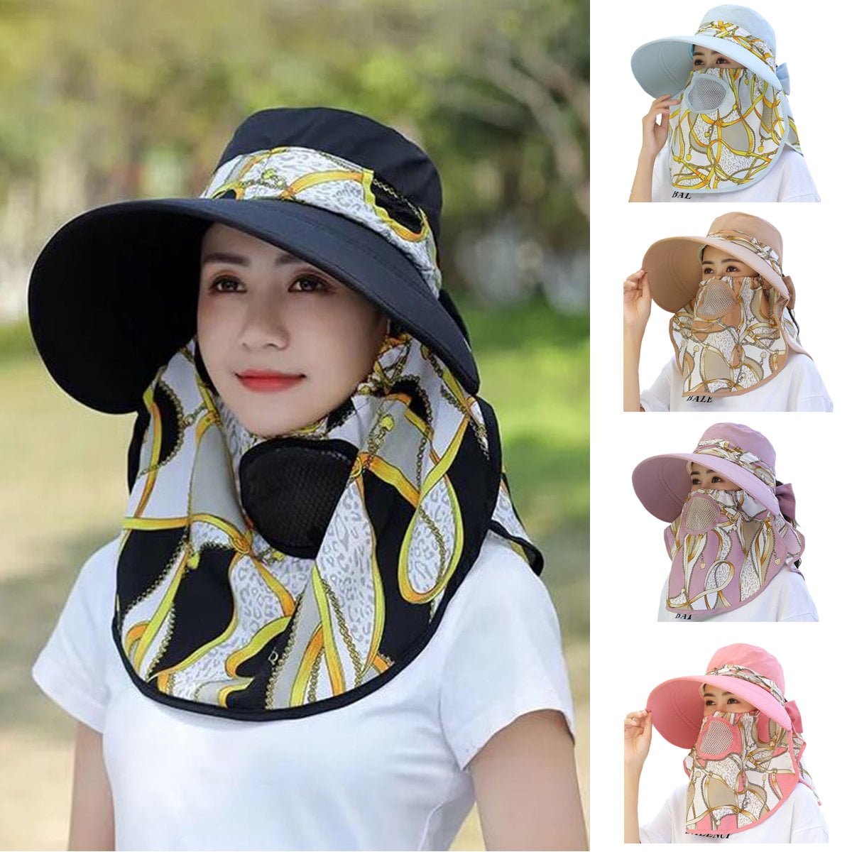 Dress Choice Womens Summer Outdoor Sun Hat Cotton Large-brimmed Ear ...